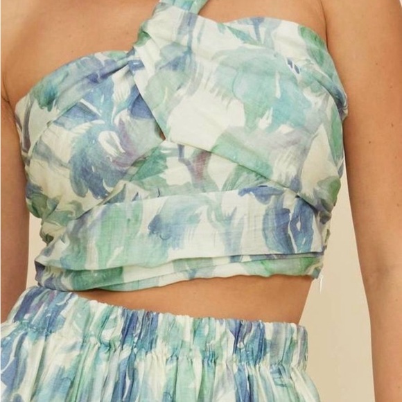 Lucy Paris | Tops | Lucy Paris Blue And Green Floral Crop Top | Poshmark